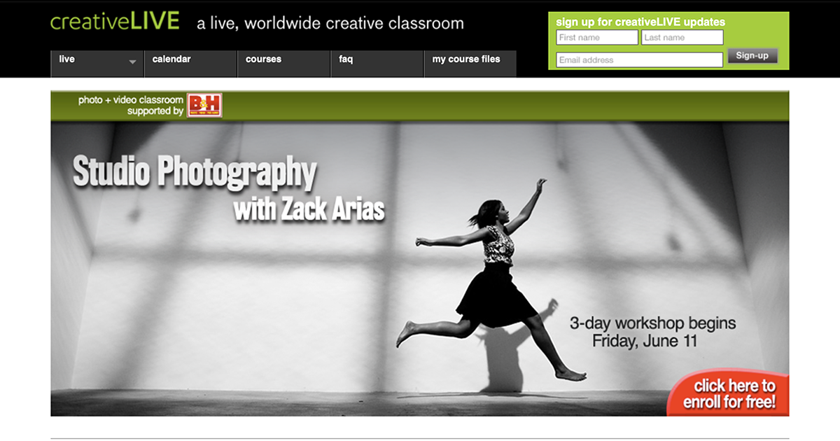 What CreativeLive looked like at launch.